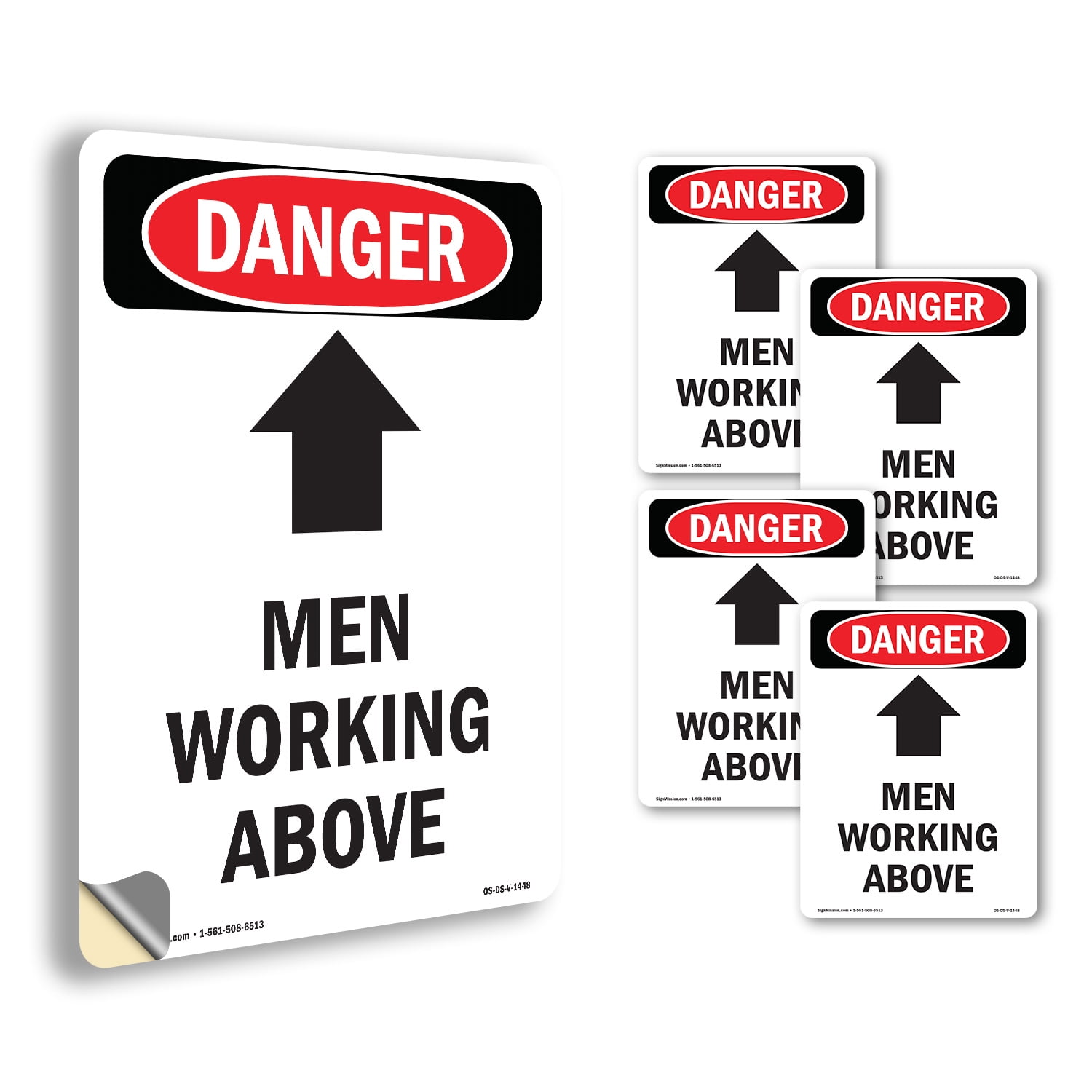 Men Working Above OSHA Danger Vinyl Decal Label 5 Inch x 3.5 Inch - 5 ...