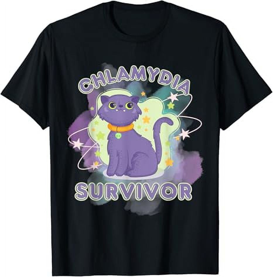 Men and Women Funny Cat Meme Chlamydia Survivor Adult Humor T-Shirt ...