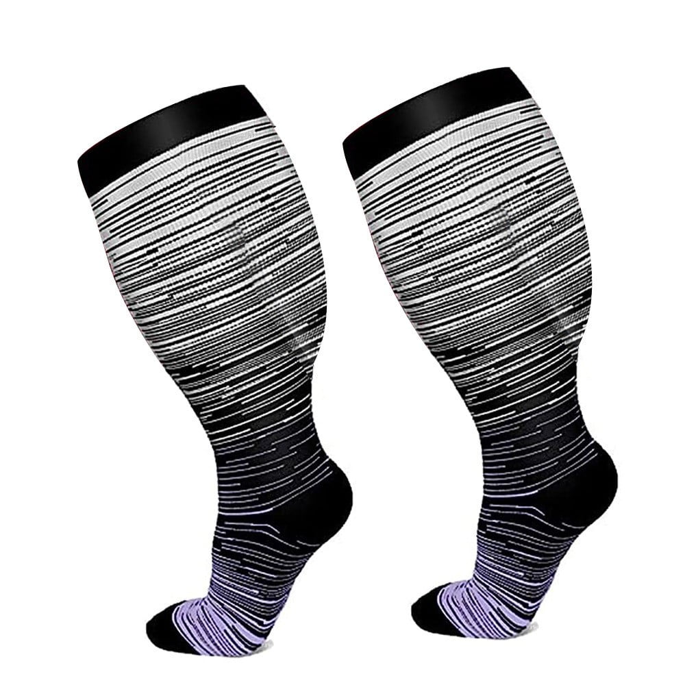 Men and Women Large Size Gradient Mixed Compression Socks Mid Tube ...