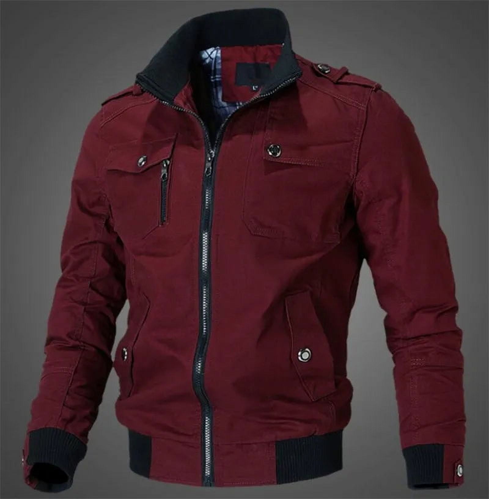 Men jacket Casual cotton washed coats Army Military Outdoors Stand ...