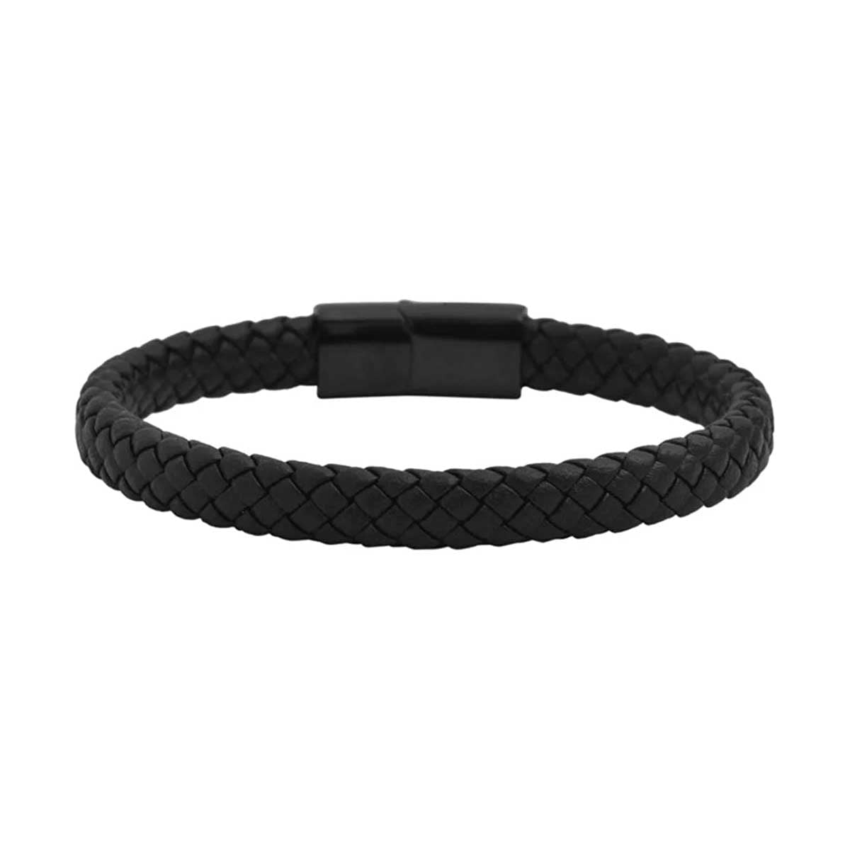 Men or woman's Braided Genuine Leather Bracelet with Stainless Steel ...