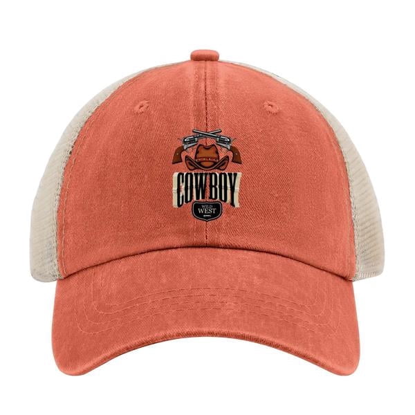 Men orange Cowboy Trucker Hat, Western Baseball Cap, Adjustable Mesh ...