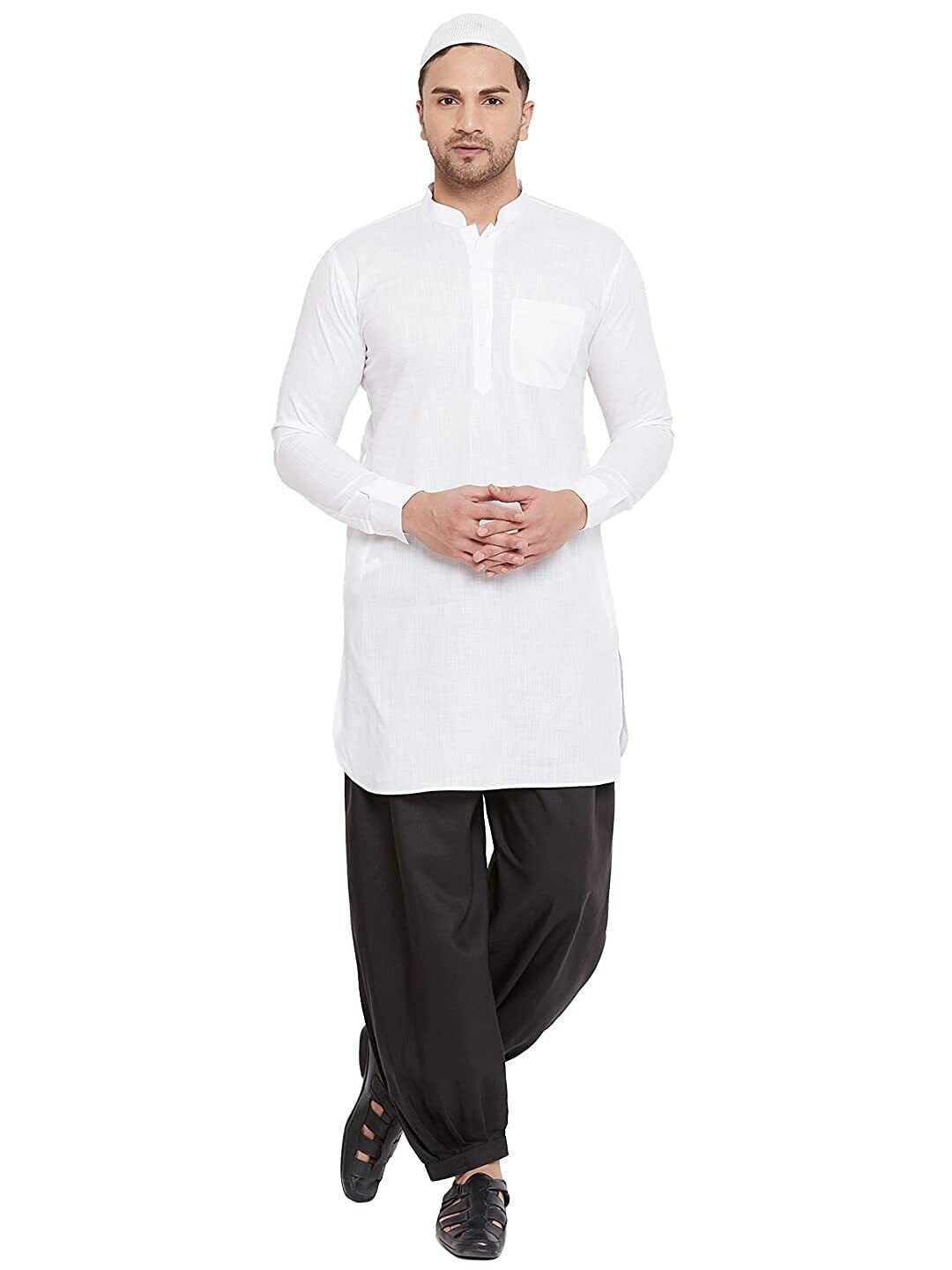 Men pure cotton white EID special festive kurta pajama kurta salwar ...