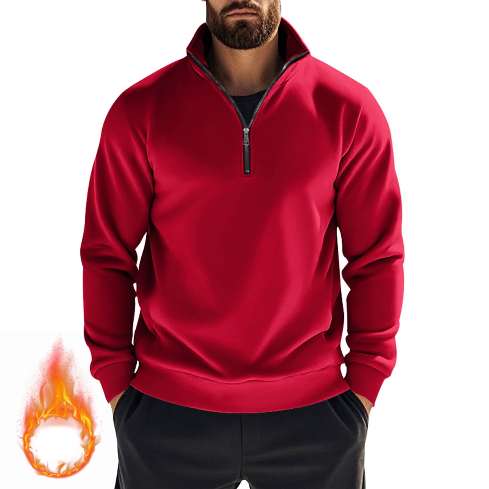 Men's 1/4 Zip Sweatshirts Pocketed Cotton Fleece Plain Pullover Trendy ...