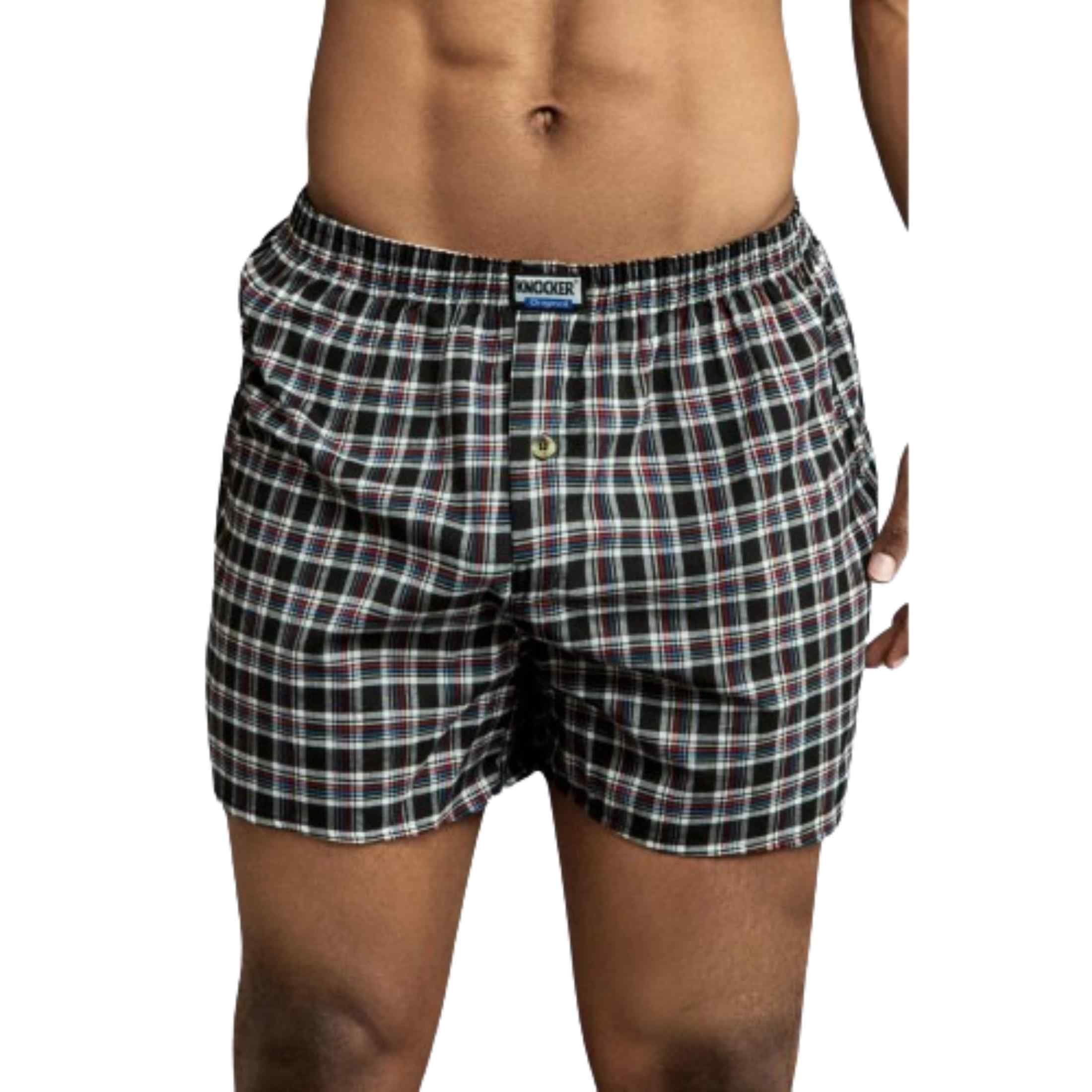 Men's 100% Cotton Comfortable Boxer Shorts Underwear with Button Fly ...
