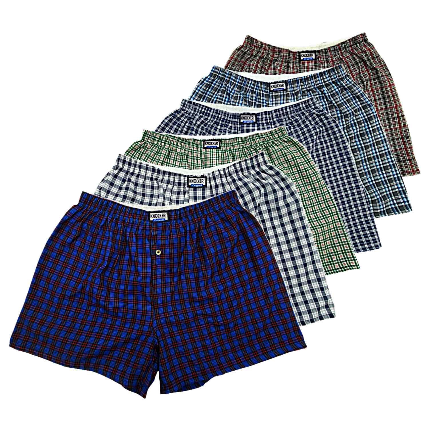 Men's 100% Cotton Comfortable Boxer Shorts Underwear with Button Fly ...