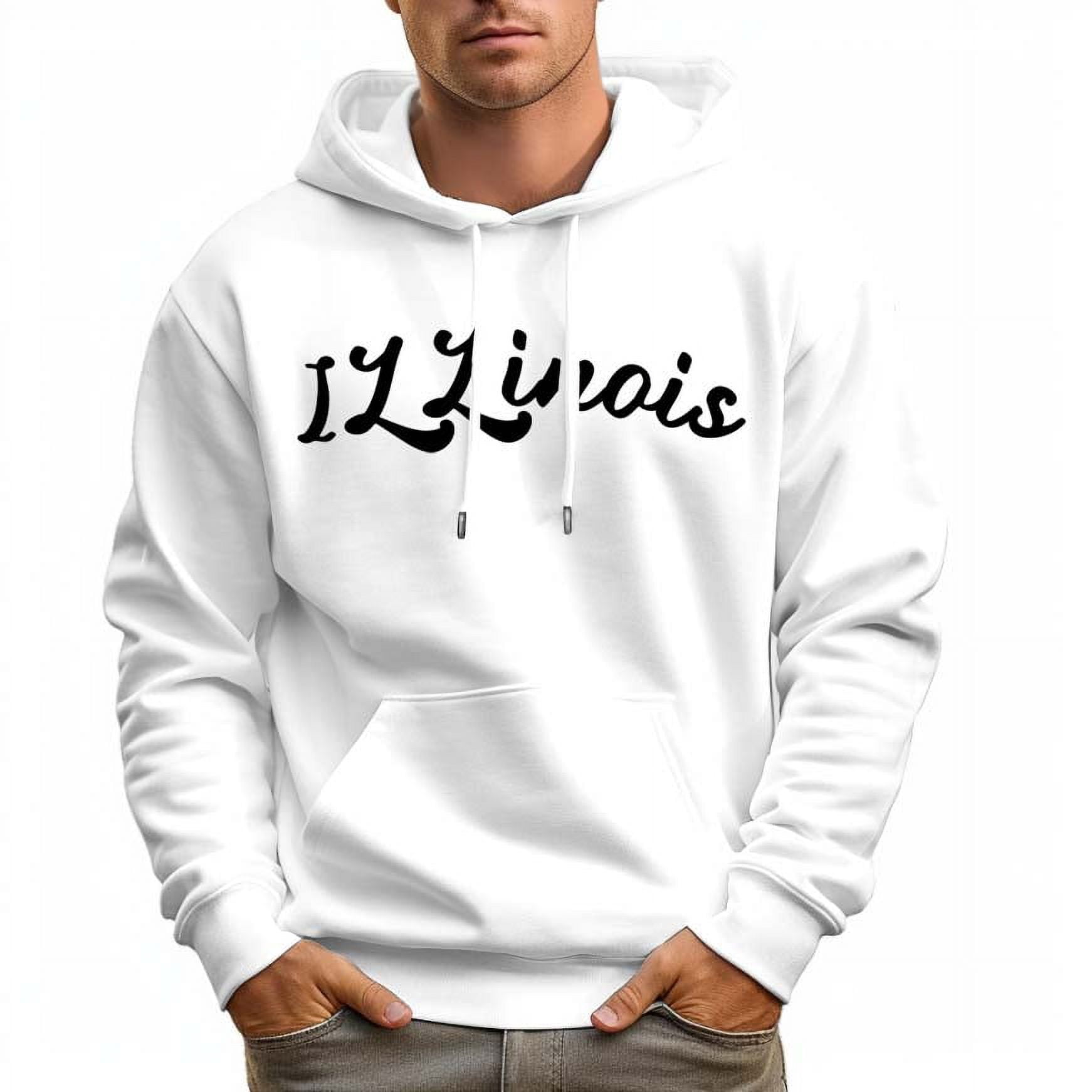 Men's 100% Cotton Flourish ILLINOIS Hoodie 330g Thick Pocket Hood ...
