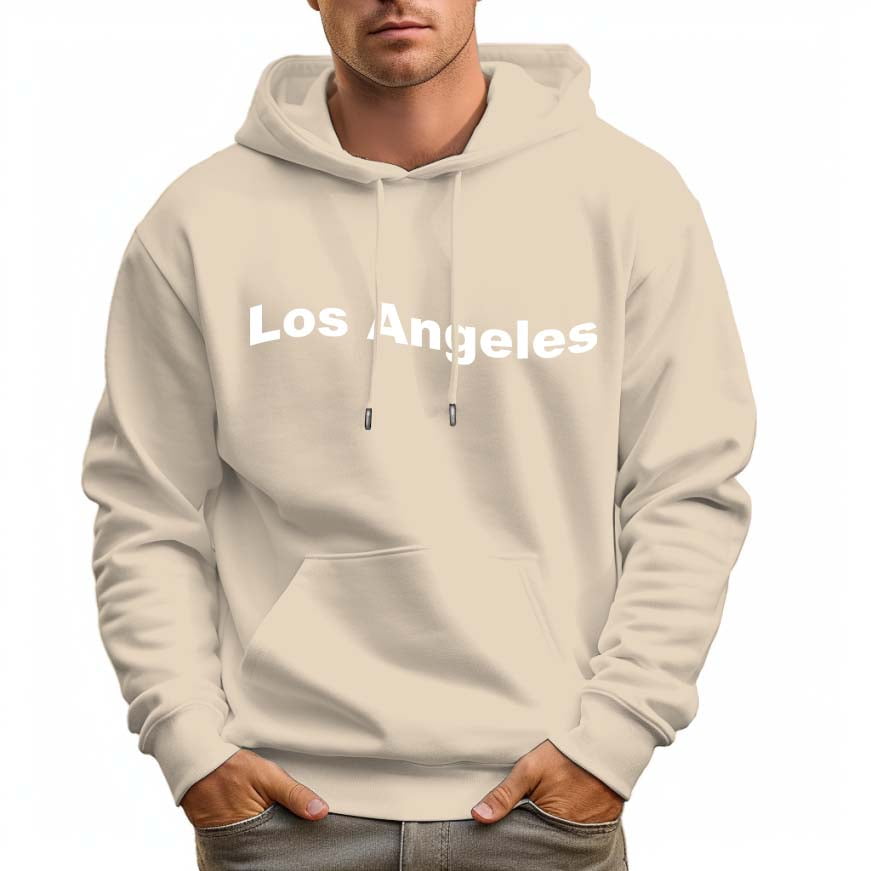 Men's 100% Cotton Los Angeles Letters Hoodie 330g Heavy Pocket Hood ...