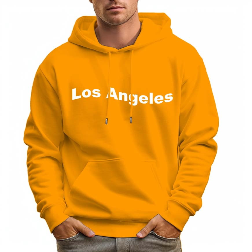 Men's 100% Cotton Los Angeles Letters Hoodie 330g Heavy Pocket Hood ...