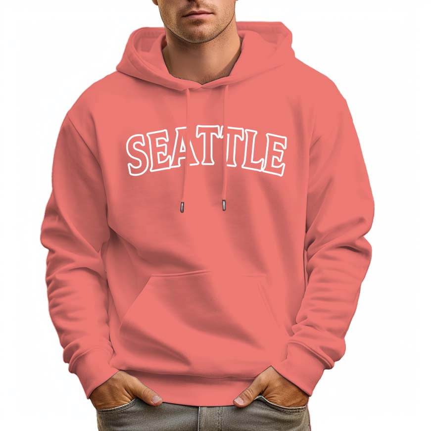 Men's 100% Cotton SEATTLE Hoodie 330g Thick Pocket Hood - Walmart.com