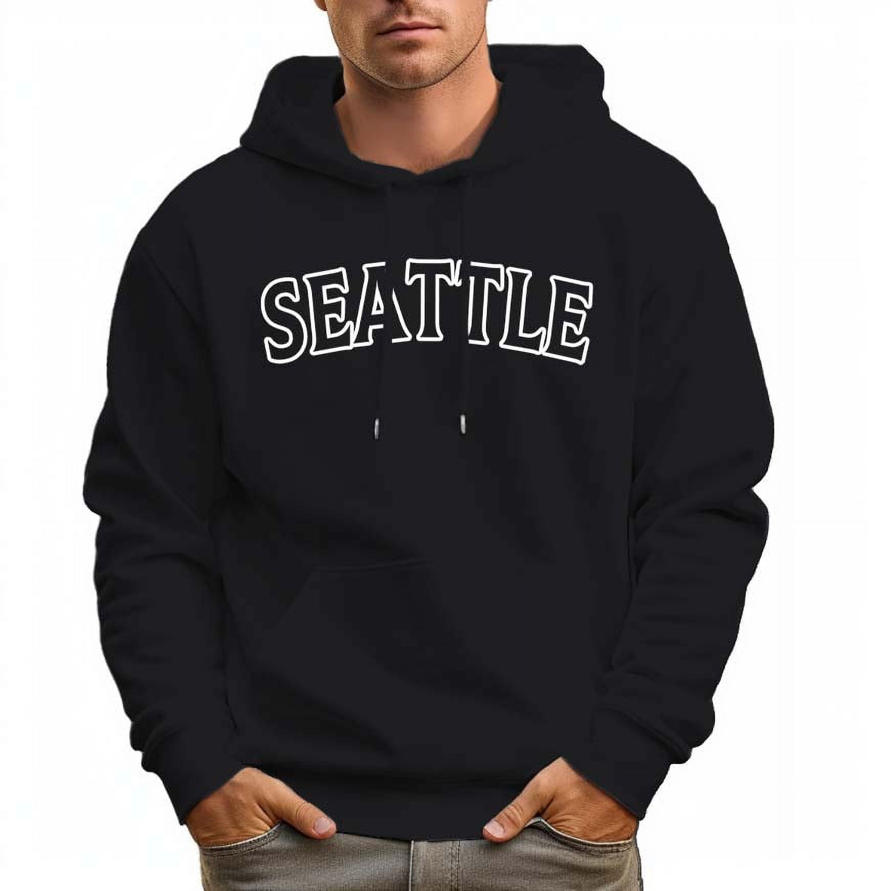 Men's 100% Cotton SEATTLE Hoodie 330g Thick Pocket Hood - Walmart.com