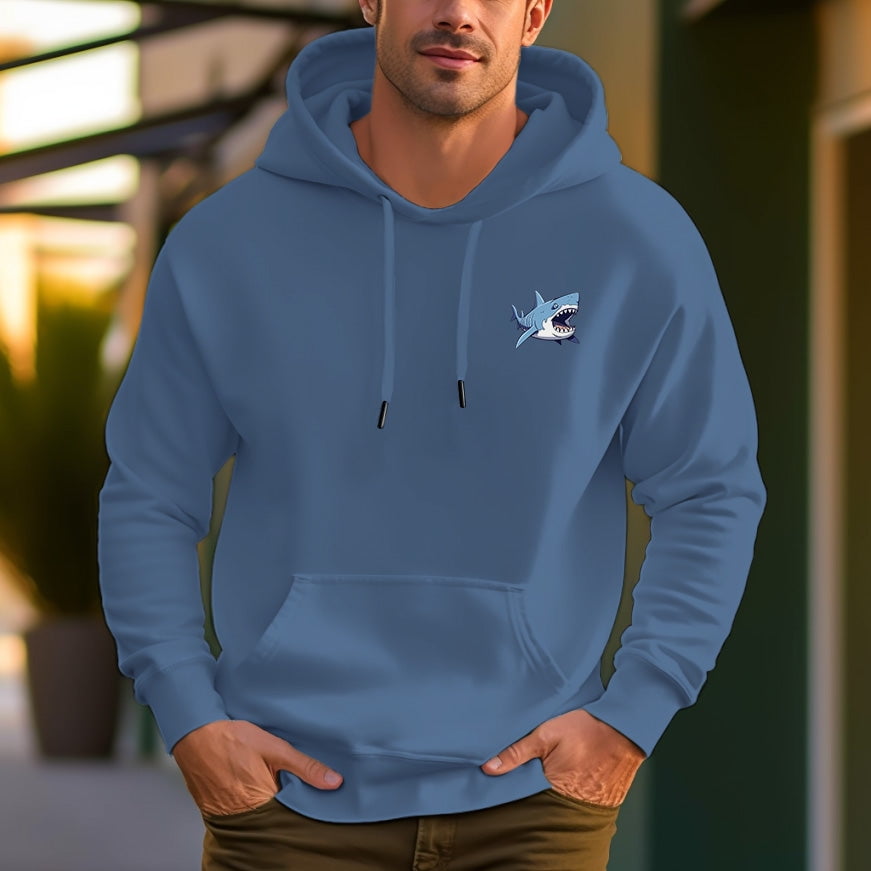 Men's 100% Cotton Shark Pattern Hoodie 450g Thick Pocket Hood - Walmart.com