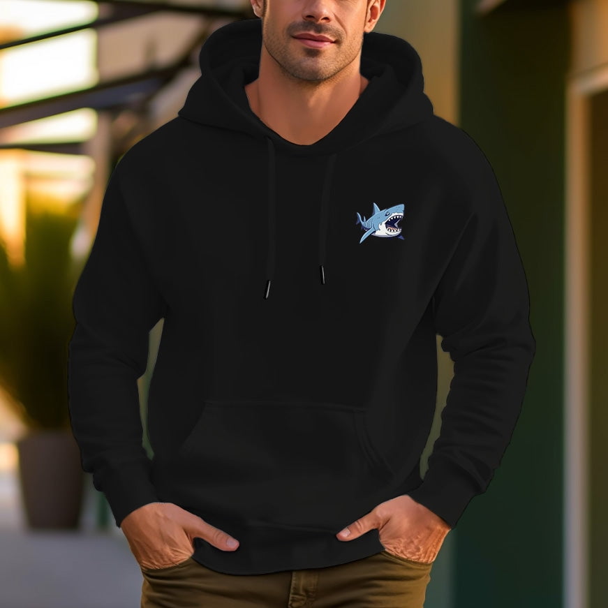 Men's 100% Cotton Shark Pattern Hoodie 450g Thick Pocket Hood - Walmart.com