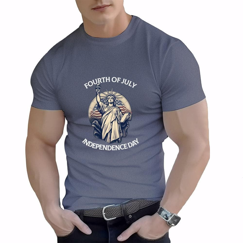 Men's 100% Cotton Soft Cozy Tee Holiday Name and Statue of Liberty ...