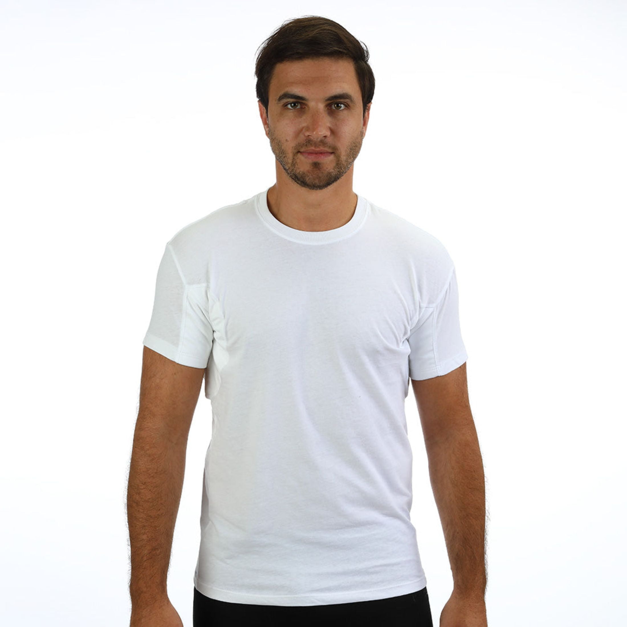 Men's 100% Cotton Undershirt Regular Fit, Crew Neck with Sewn-In ...