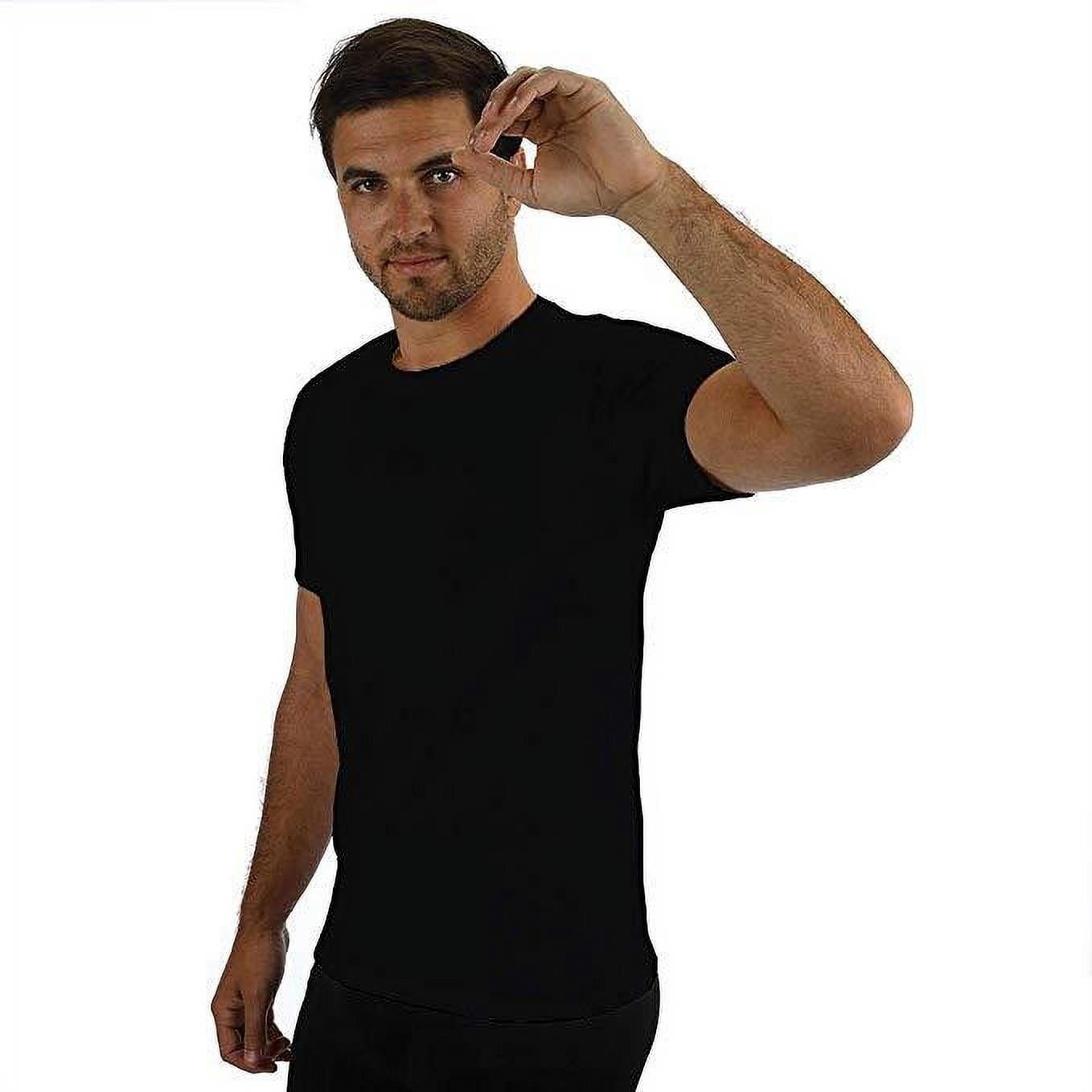 Men's 100% Cotton Undershirt Regular Fit Crew Neck with Sewn-In ...