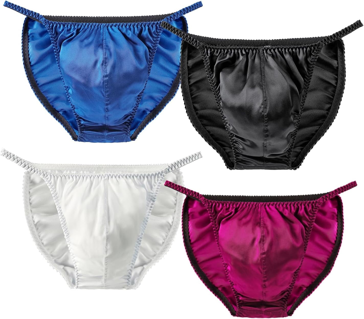 Men's 100% Pure Mulberry Silk Underwear String Bikini Underpants Breathable Large Size Soft ...