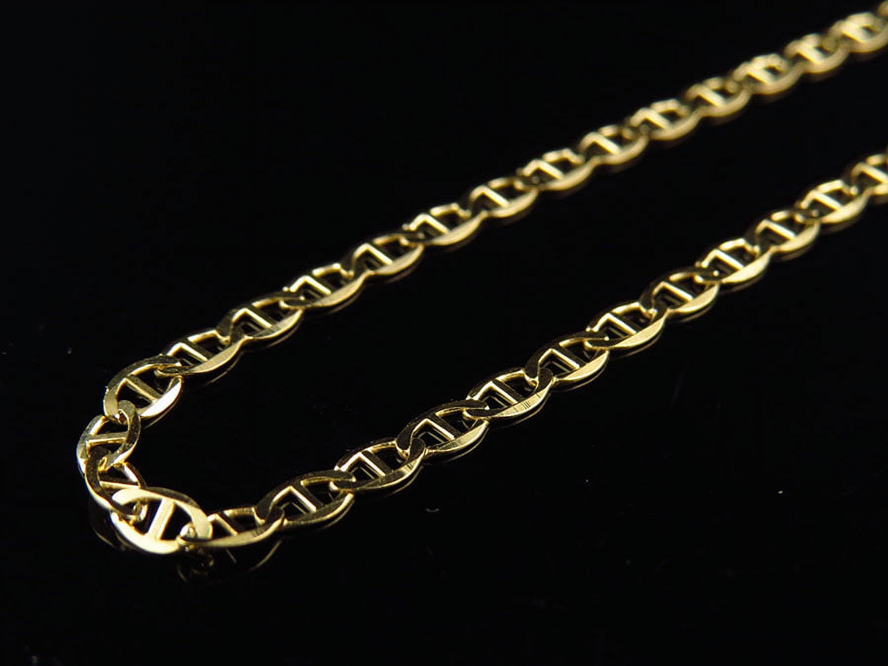 Jewelry Unlimited Men's 10K Solid Yellow Gold 2.5MM Flat Mariner Chain ...