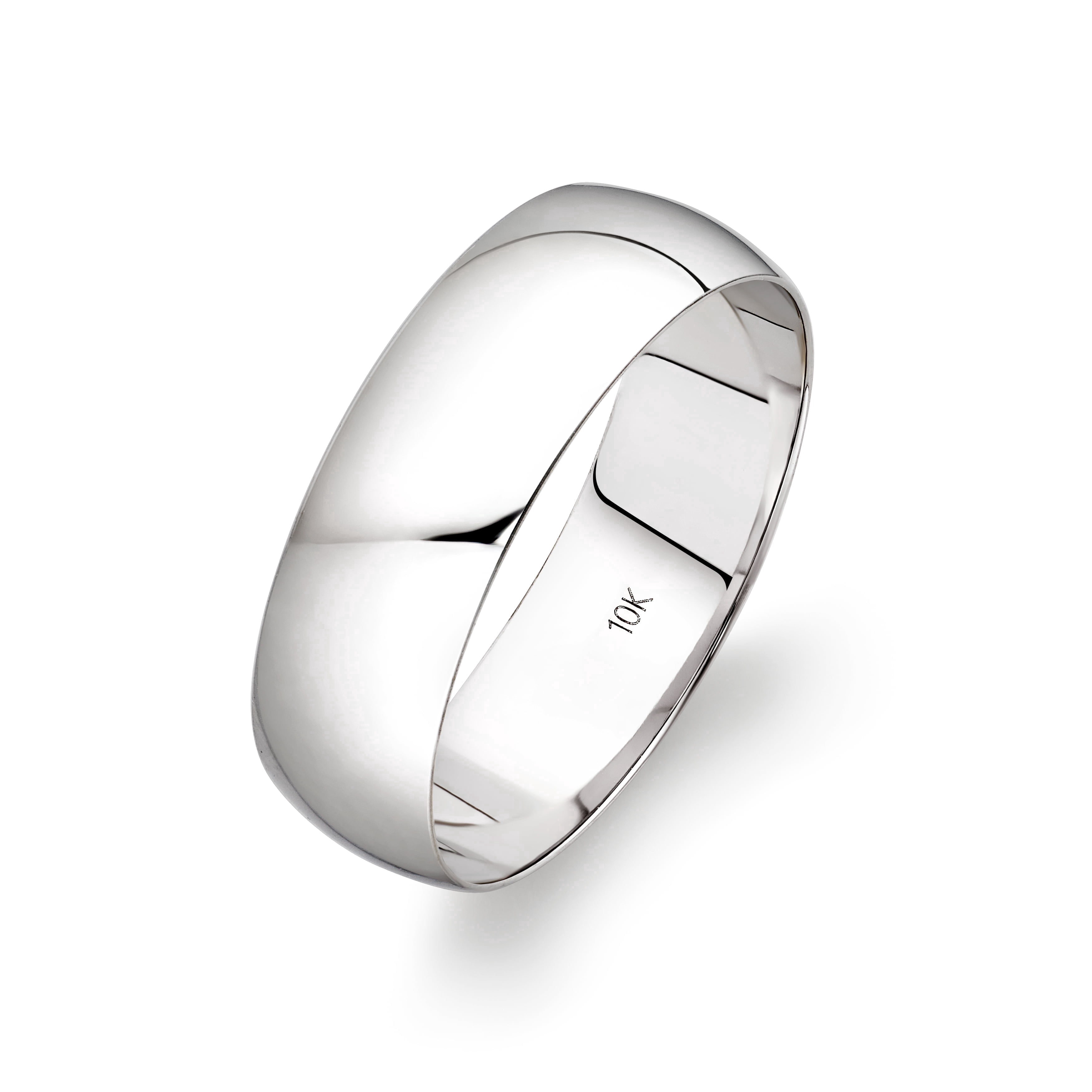 Men's 10K White Gold 6mm Traditional Plain Wedding Band (Available Ring ...