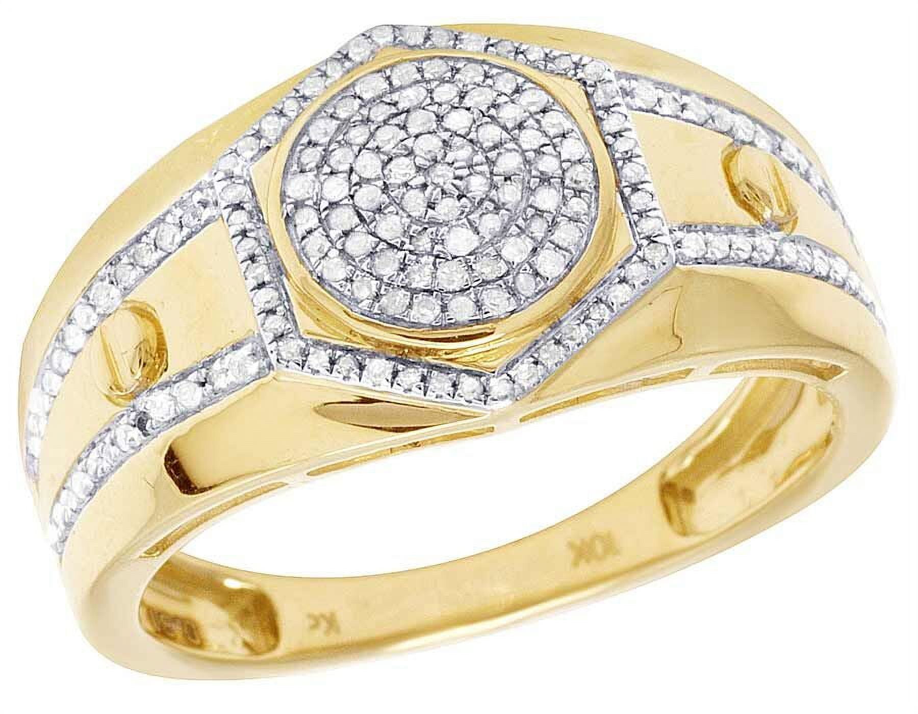Men's 10K Yellow Gold Diamond Pinky Engagement Ring 0.40 CT 13MM ...