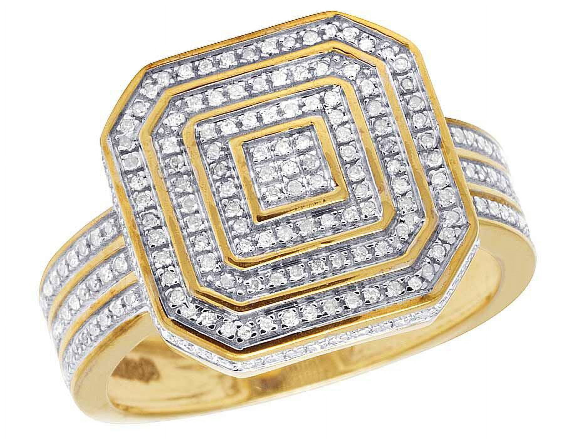 Men's 10K Yellow Gold Diamond Square Pinky Ring 0.40 Ct 16MM - Walmart.com