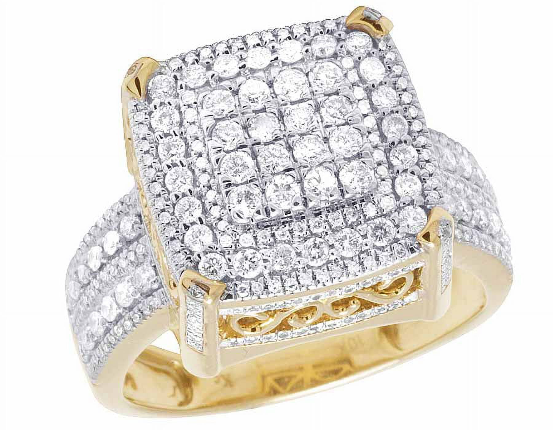 Men's 10K Yellow Gold Real Diamond Square Pinky Ring 1.42 CT 15MM ...