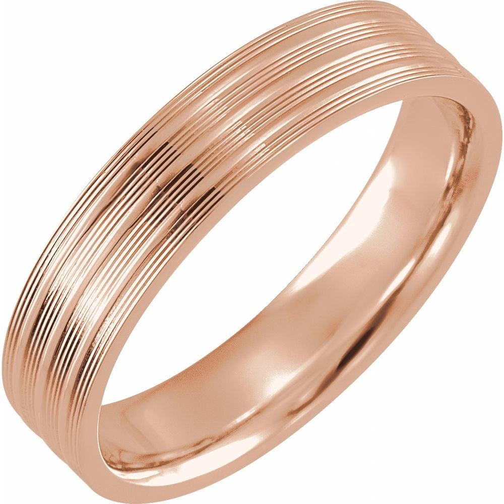 Men's 10k Rose Gold 5mm Grooved Bridal Wedding Engagement Anniversary ...