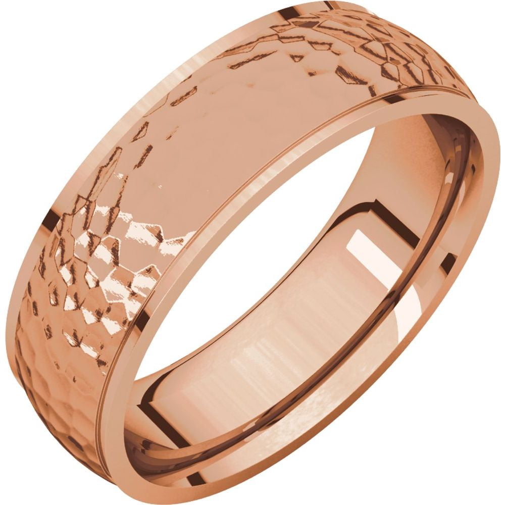 Men's 10k Rose Gold 6mm Half Round Shape Edge Bridal Wedding Engagement ...