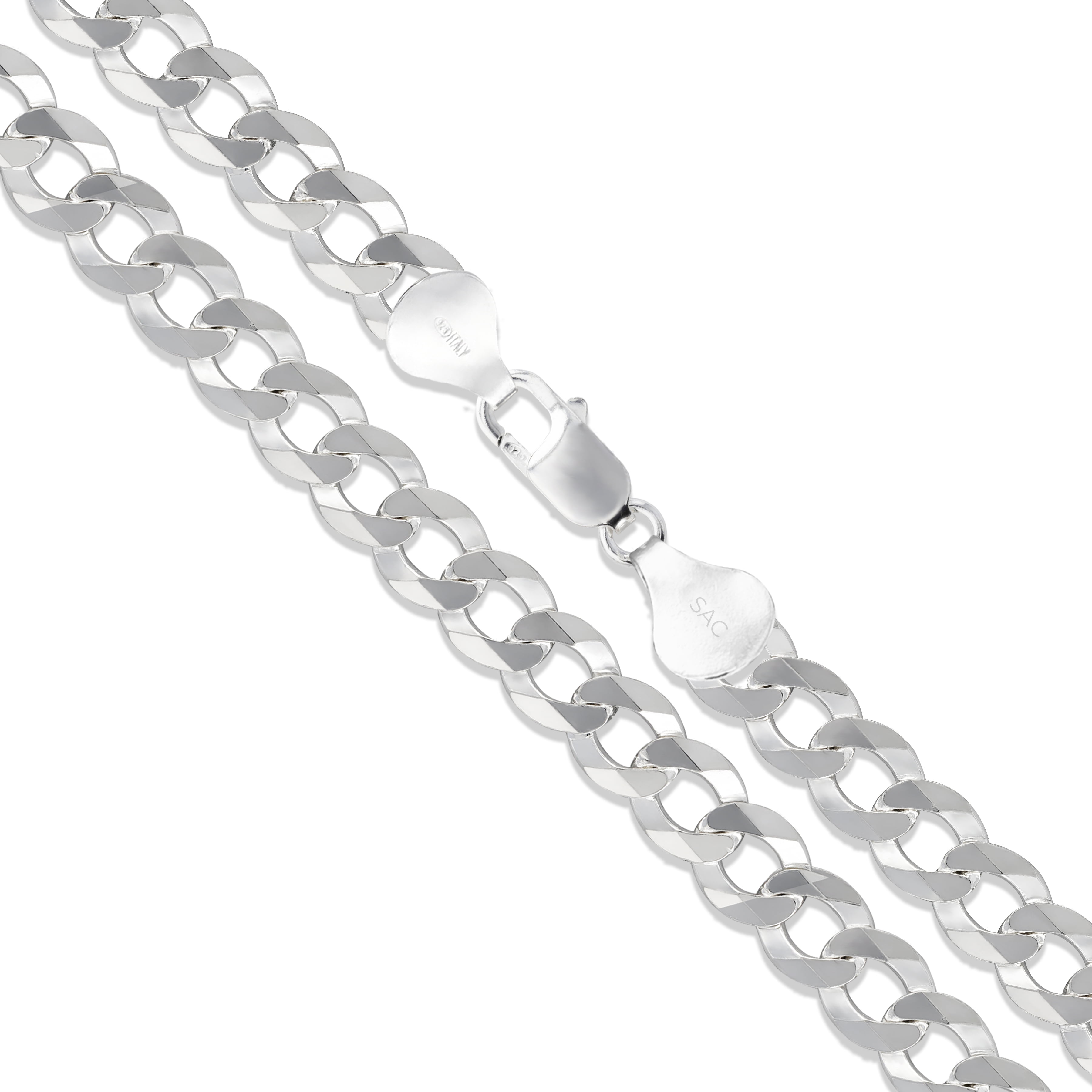 Men's 10mm Solid .925 Sterling Silver Flat Curb Chain Link Italy ...
