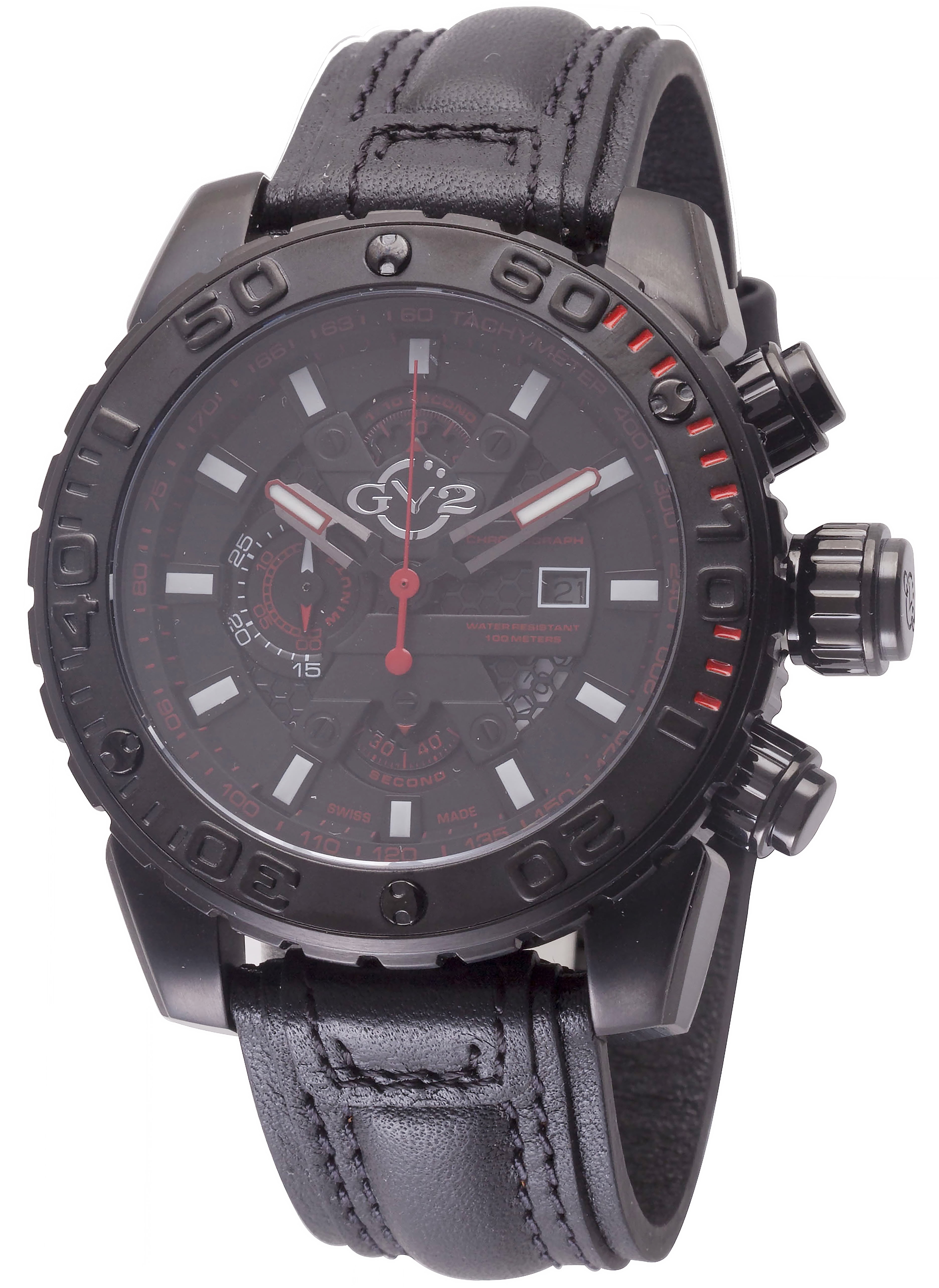 Men's 1404 Octopus Chronograph Black Leather Date Wristwatch - Walmart.com
