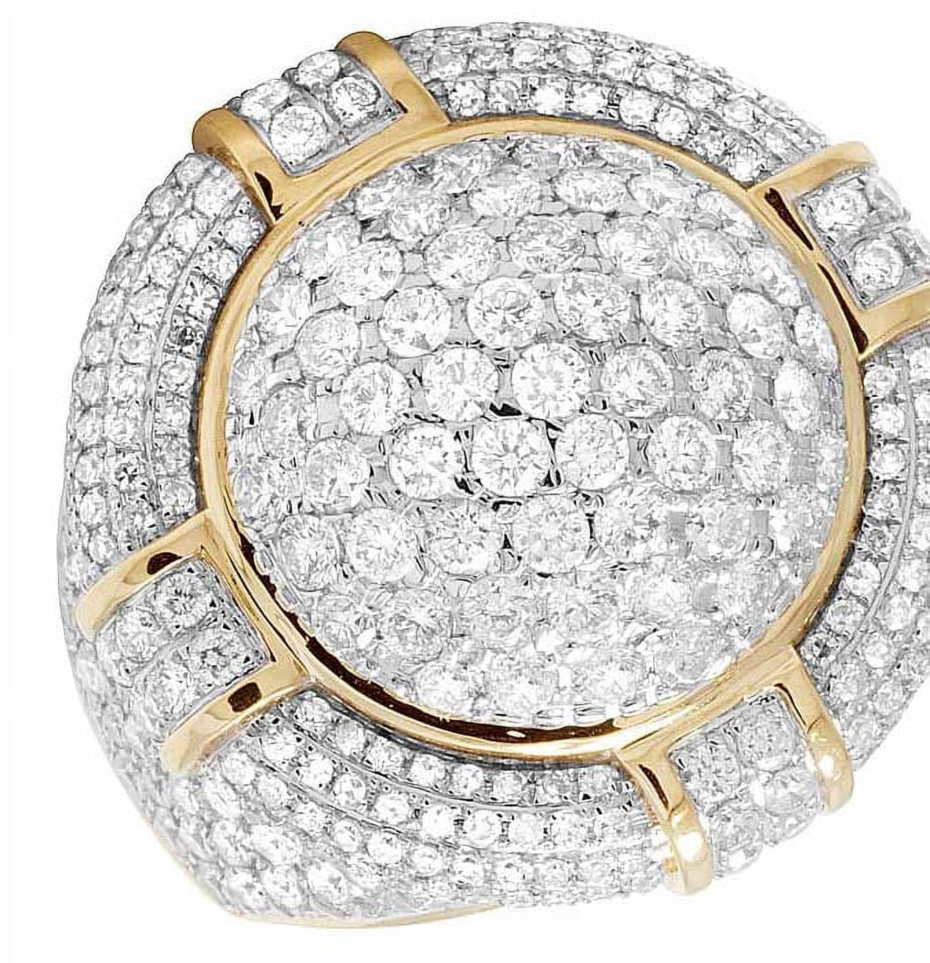 Men's 14K Yellow Gold Real Diamond Puff Pillow 3D Round Pinky Ring 5.75 ...