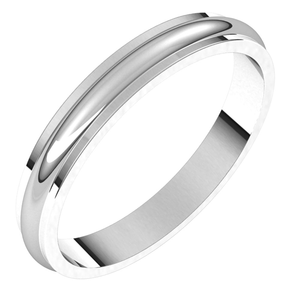 Men's 14k White Gold 3mm Half Round Shape Edge Classic Bridal Wedding ...