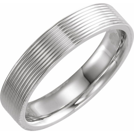 Men's 14k White Gold 8mm Ridged Bridal Wedding Engagement Anniversary Band Ring Fine Jewelry For ...