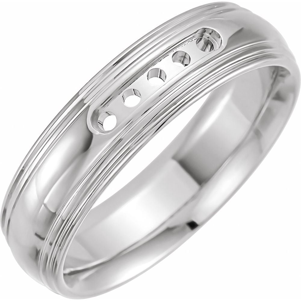 Men's 14k X1 White Gold 6mm Half Round Shape Edge Bridal Wedding ...