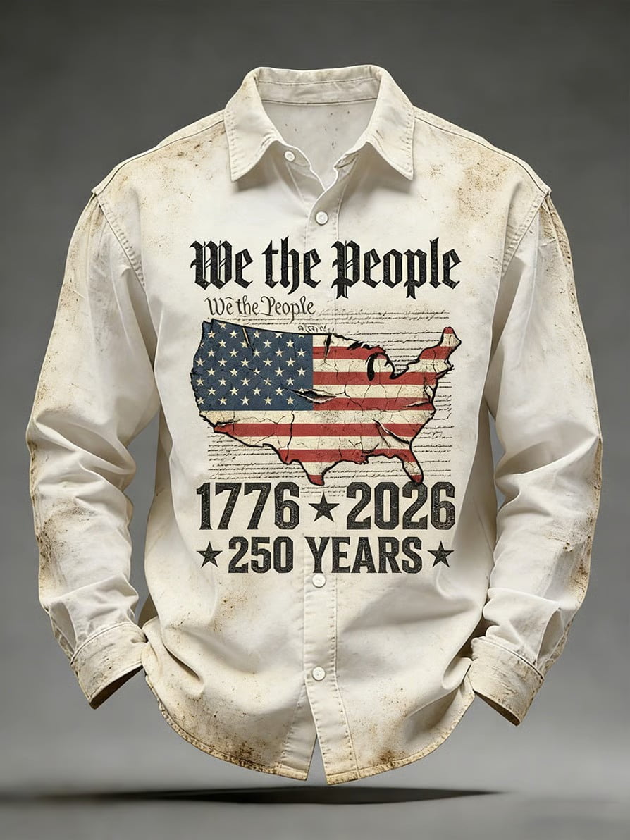 Men’s 1776-2026 USA 250th Anniversary Long Sleeve Button Up Shirt ...
