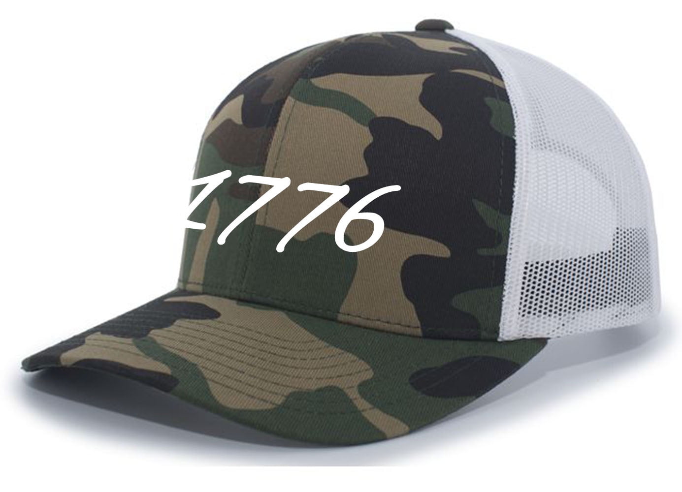 Men's USA 1776 Patriotic Embroidered Trucker Hat, Mesh Back, Army/White ...