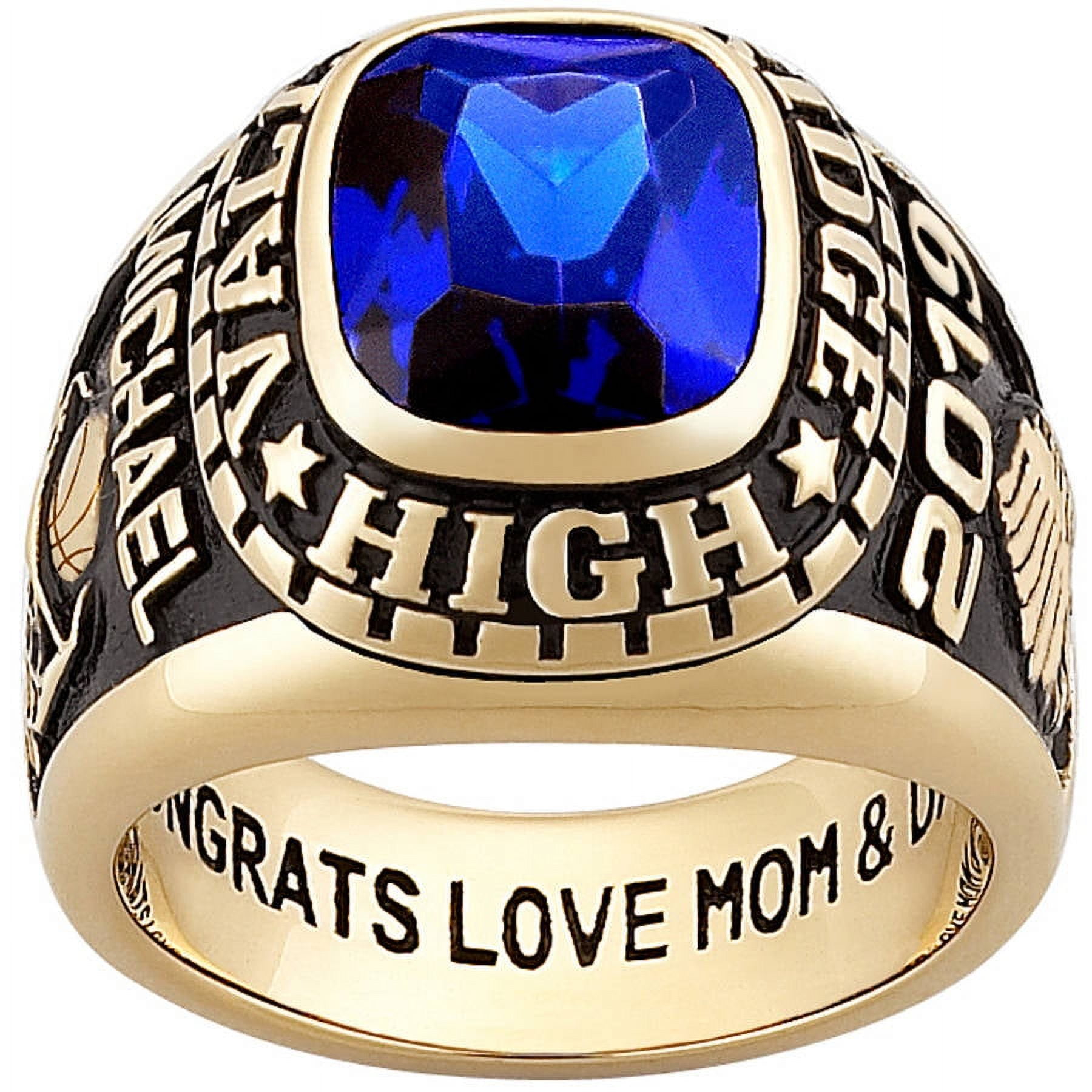 Men's 18K Gold over Sterling Large Classic Stone Class Ring ...