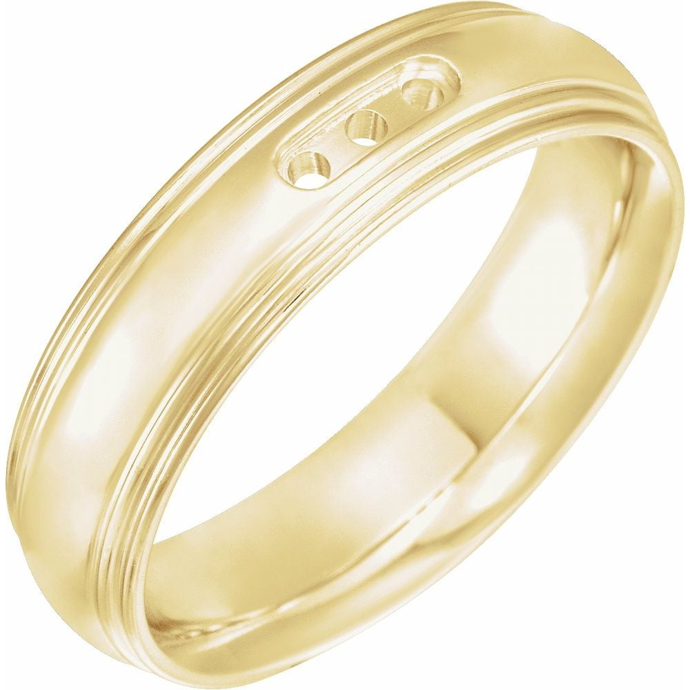 Men's 18k Yellow Gold 6mm Half Round Shape Edge Bridal Wedding ...