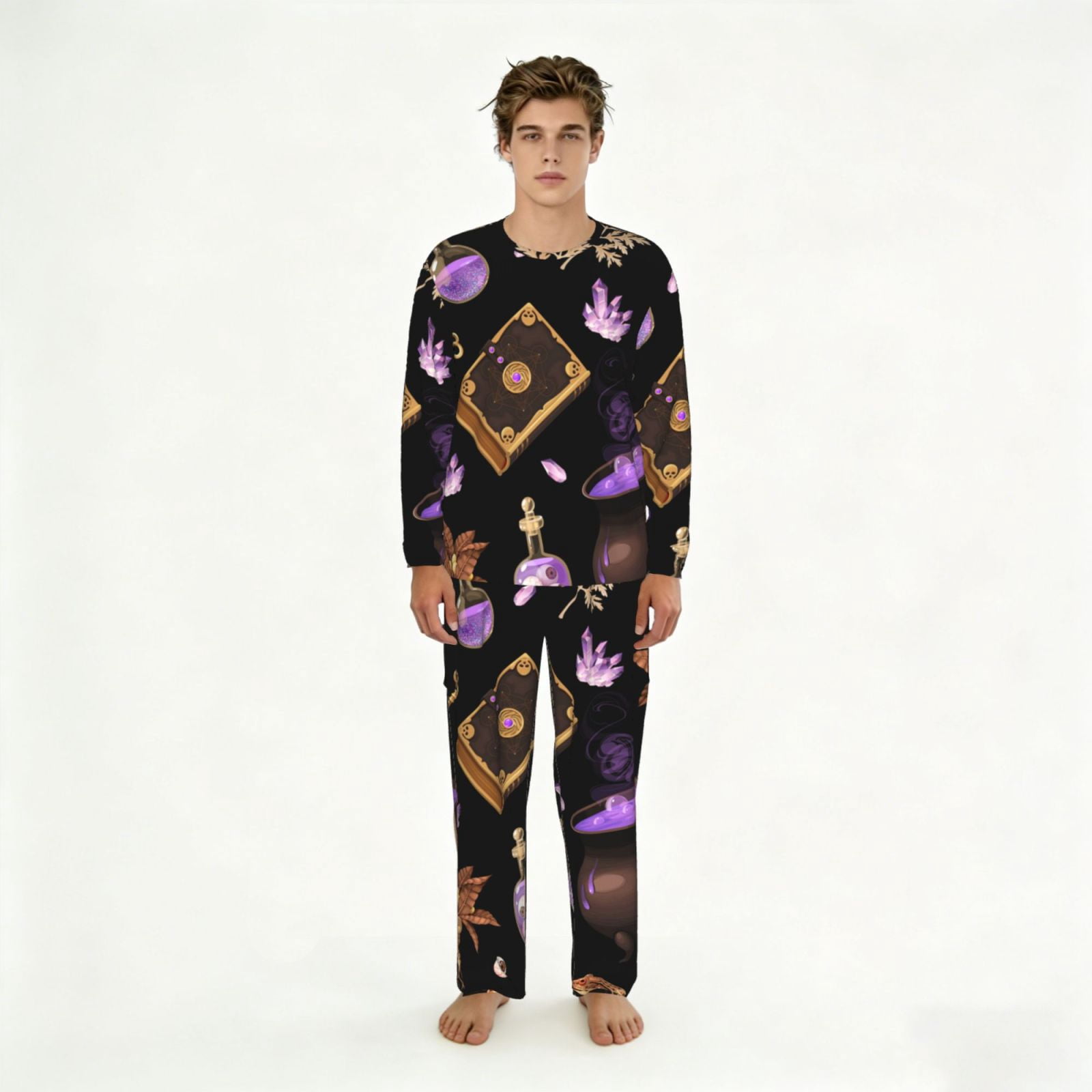 Men's 2 Pack Pajama Set Long Sleeve Sleepwear Soft Loungewear Pjs Sets ...