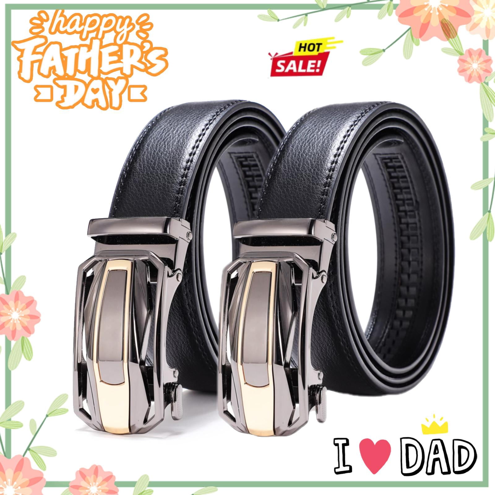 Men's 2-Pack Ratchet Belts – Adjustable Leather Dress Belt Set | Sports ...