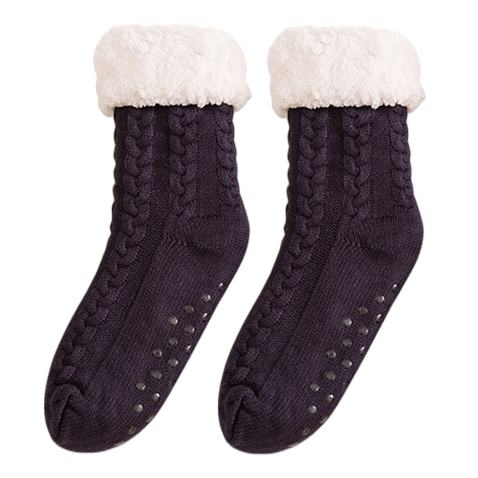 Men's 2 Pair Pack Slipper Socks with Grips Non Slip Soft Fuzzy Cozy ...