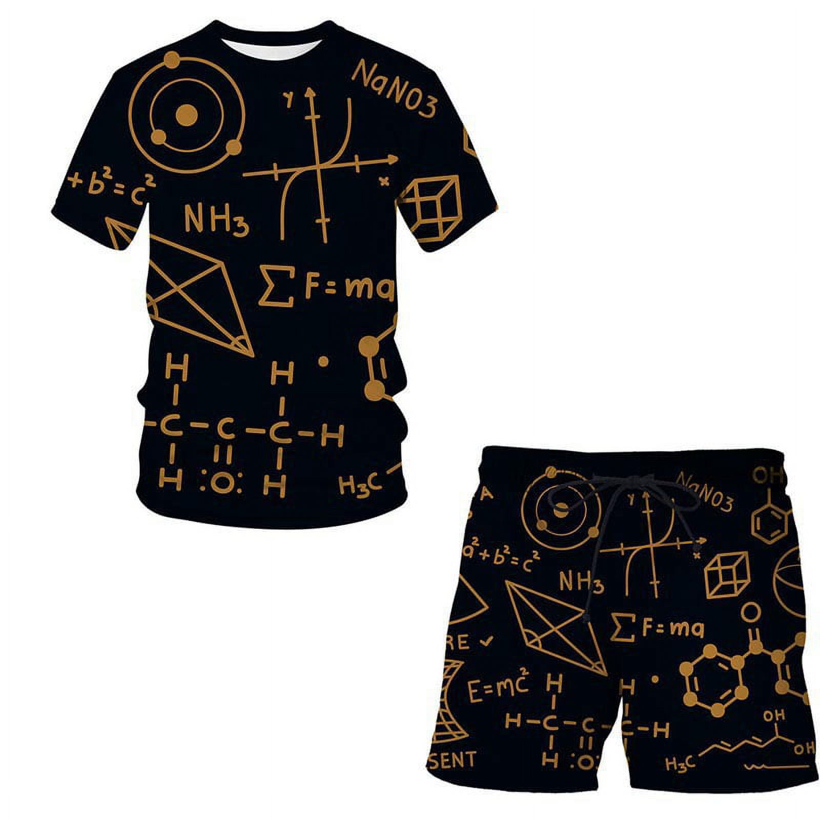 Men's 2 Piece Mathematical Formula 3D Digital Printing Hawaiian Sweat ...