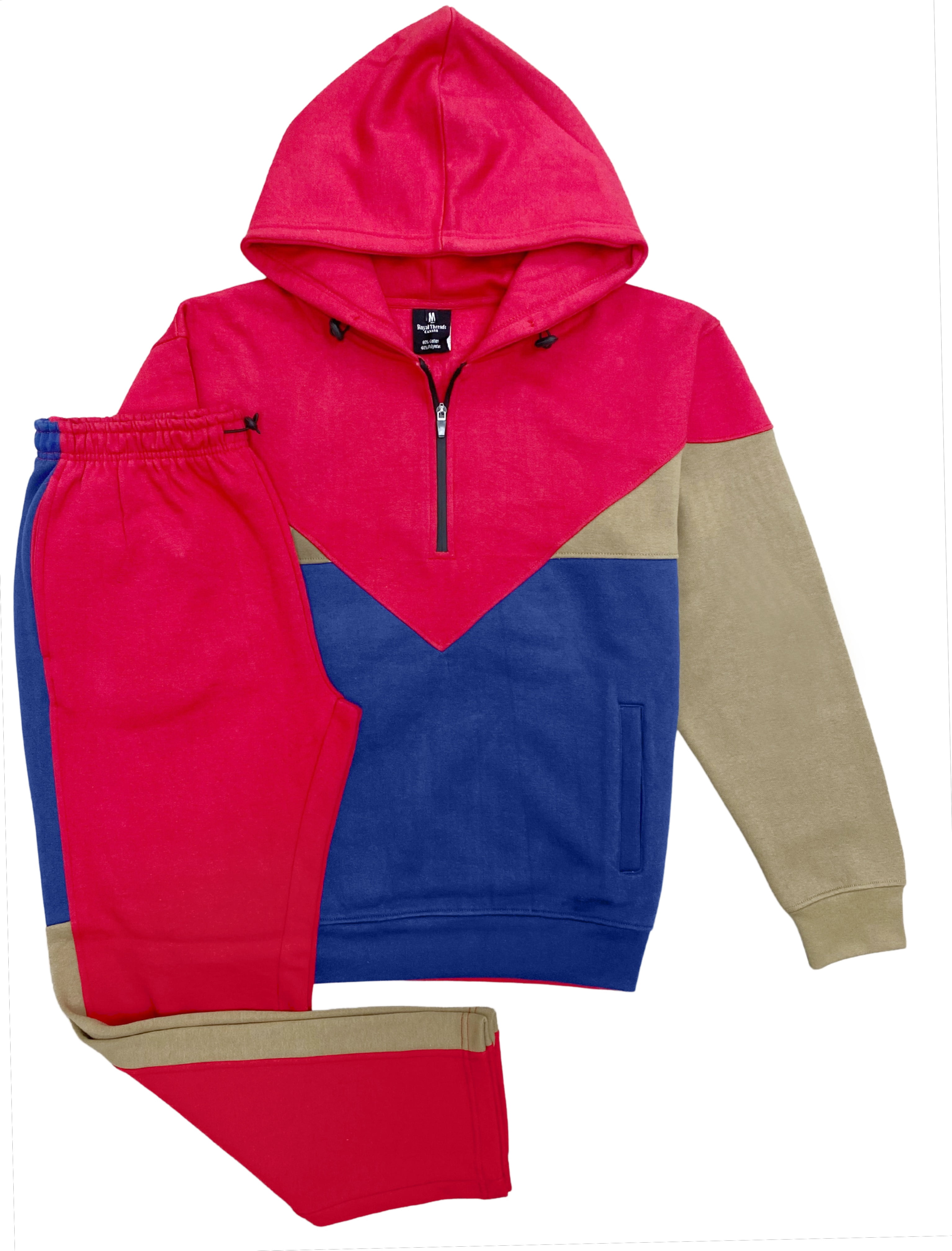 Men’s 2-Piece Quarter Zip Fleece Hoodie Sports Fleece Sweatsuit Heavy ...