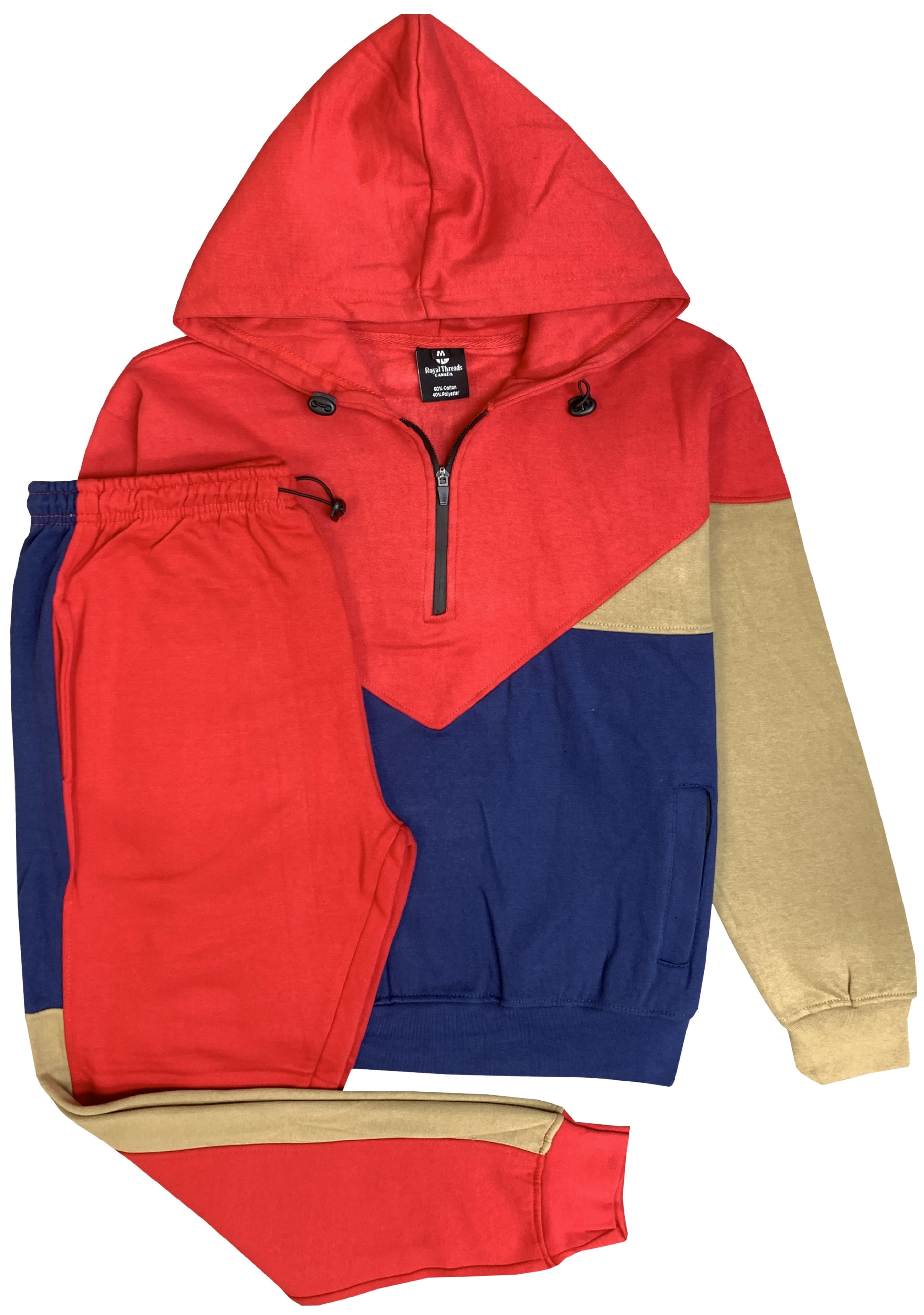 Men’s 2-Piece Quarter Zip Fleece Hoodie Sports Fleece Sweatsuit Heavy ...