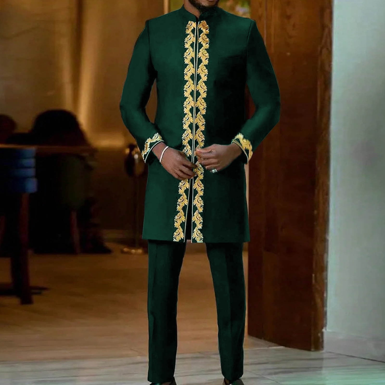 Men's 2-Piece Set Kaftan Muslim Jalabiya and Pants for Men Cotton ...