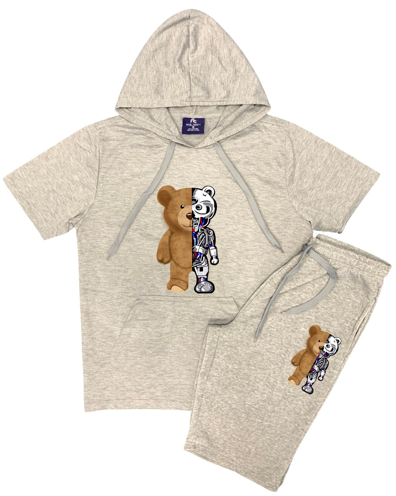 Men's 2 Piece Short Set Teddy Bear Design Summer Outfit - Walmart.com