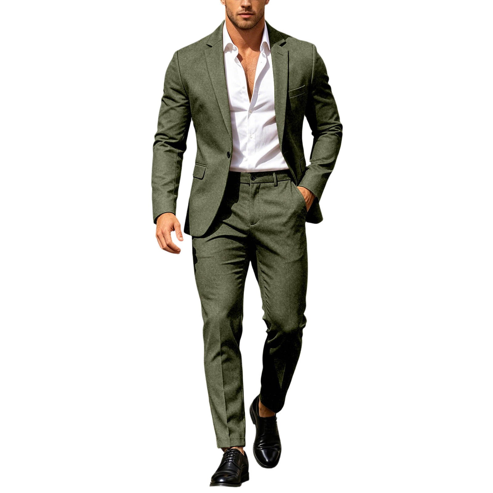 Men's 2 Piece Slim Fit Suit Set Blazer Jacket and Pants Formal Business ...