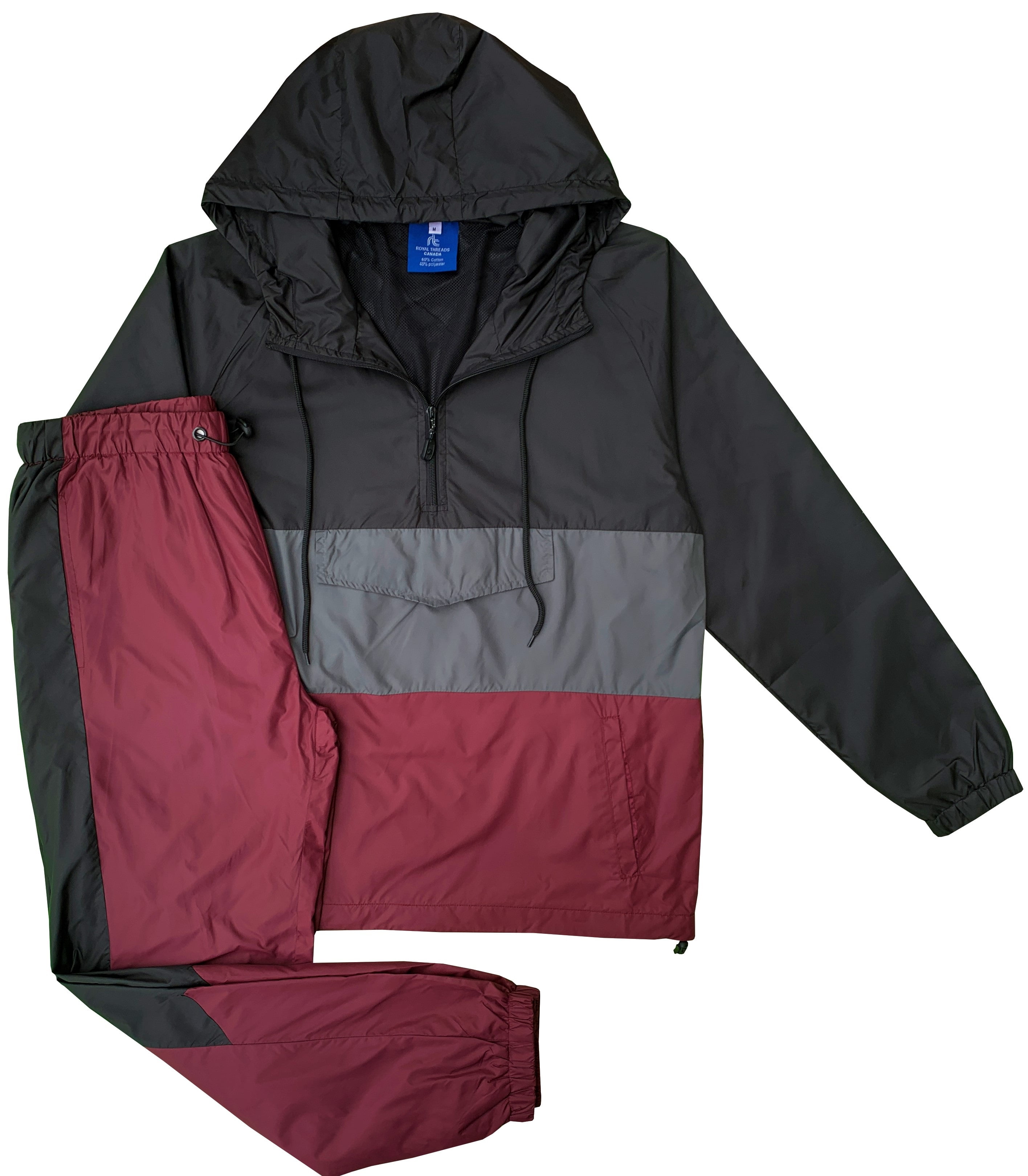 Men’s 2-Piece Suit Half Zip Pullover Windbreaker Jacket with Jogger ...