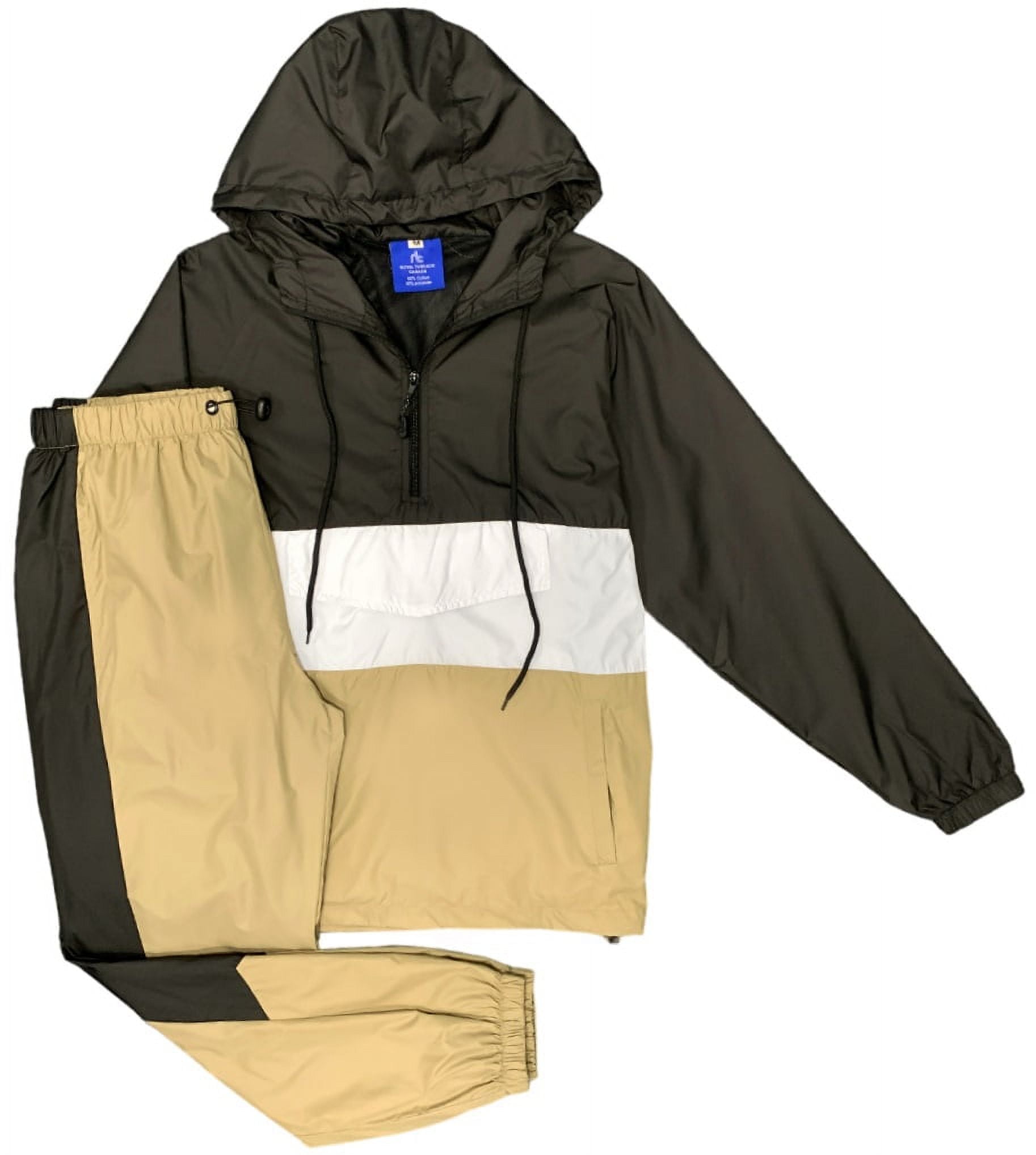 Men’s 2-Piece Suit Half Zip Pullover Windbreaker Jacket with Jogger ...