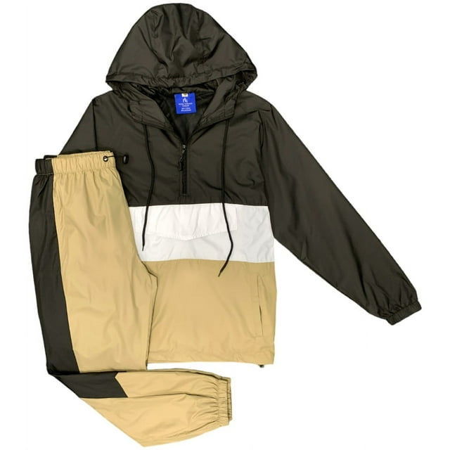 Men’s 2-Piece Suit Half Zip Pullover Windbreaker Jacket with Jogger ...